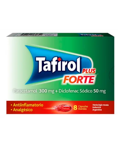 TAFIROL PLUS FORTE - Ibuprofeno + Diclofenac x 8 Cápsulas Blandas